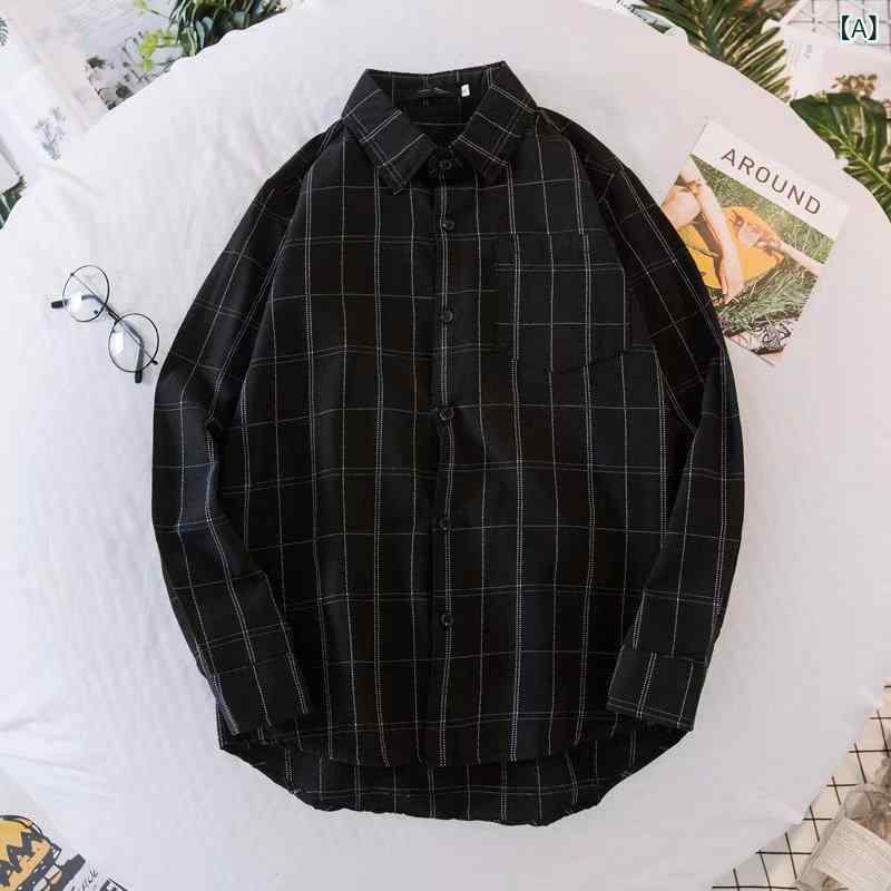 シャツ メンズ 長袖 カジュアル トップス 韓国 格子柄 春夏 アウター 普段使い 部屋着・生地名: 化繊混紡・素材機能: -・生地密度: 20支・スタイル: 流行・フィット: ゆったり・ネックライン: 方襟・袖丈: 長袖・柄: 格子柄・厚...