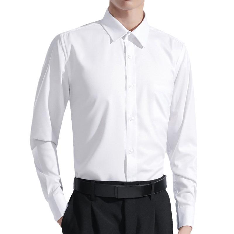 シャツ メンズ 男性用 長袖 トップス 夏 接触冷感 薄手 ビジネス フォーマル 白 無地 ノーアイロン