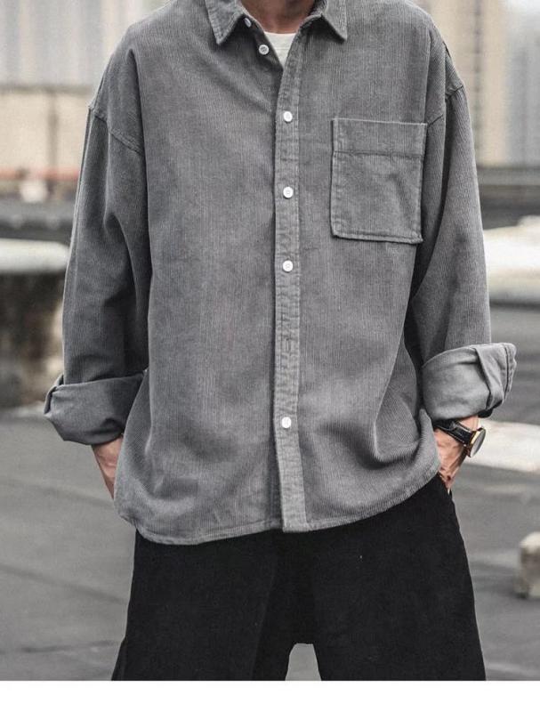 シャツ メンズ 男性用 春秋 レトロ ゆったり 厚手 コーデュロイ ビッグシルエット オーバーサイズ 豪華感 カジュアル