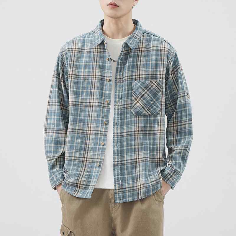 シャツ メンズ 男性用 長袖シャツ レトロ チェック柄 カジュアル アメカジ ワークシャツ ゆったり