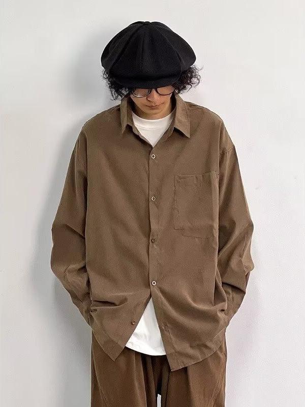 シャツ メンズ 男性用 春物 長袖 ワークシャツ レギュラーカラー ゆったり トップス カットソー