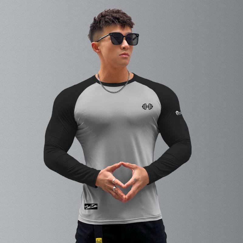 2Tシャツ 男性用 トップス 切り替え 伸縮性 スポーツ ランニング トレーニング 長袖 秋冬