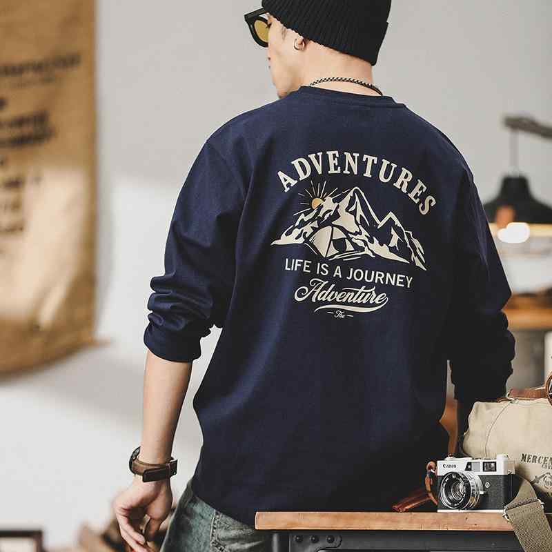 Tシャツ メンズ 長袖 アウトドア 山系 プリント 男性用 トップス ヘビーウェイト コットン 綿 普段使い 重ね着・スタイル: アメカジ・柄: 文字・フィット: ゆったり・ネックライン: クルーネック・袖丈: 長袖・フード: なし・厚さ:...