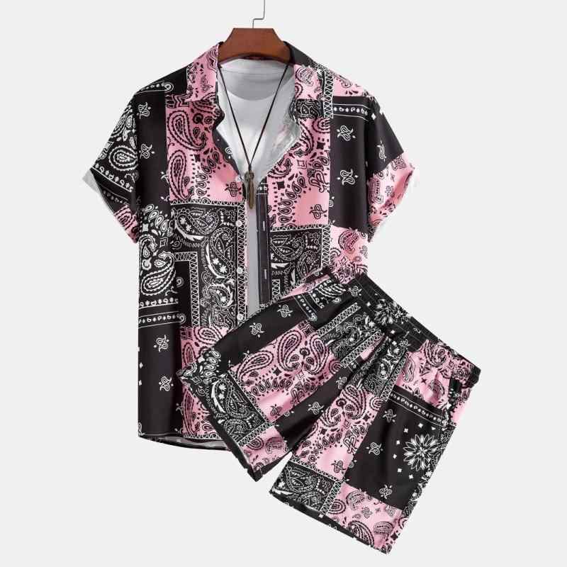 シャツ メンズ 半袖 開襟シャツ ショートパンツ セットアップ 花柄 グラフィックプリント カジュアル トップス 男性用 ルームウェア 普段使い