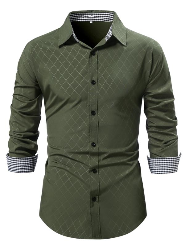 シャツ メンズ 男性用 格子柄 長袖シャツ カジュアル トップス 普段使い 秋冬・スタイル: カジュアル・版型: 合体型・領型: 翻領・袖丈: 長袖・柄: 格子・・主な素材: ポリエステル・カラー: ブラック, 紺, ワインレッド, アーミ...