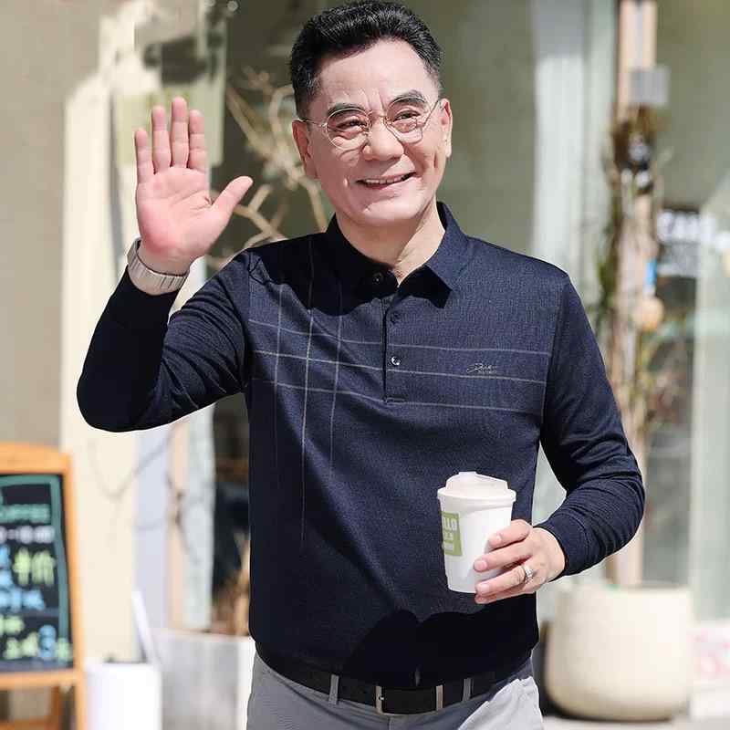 Tシャツ 男性用 長袖 トップス 紳士服 襟付き ゆったり 肌着 秋冬