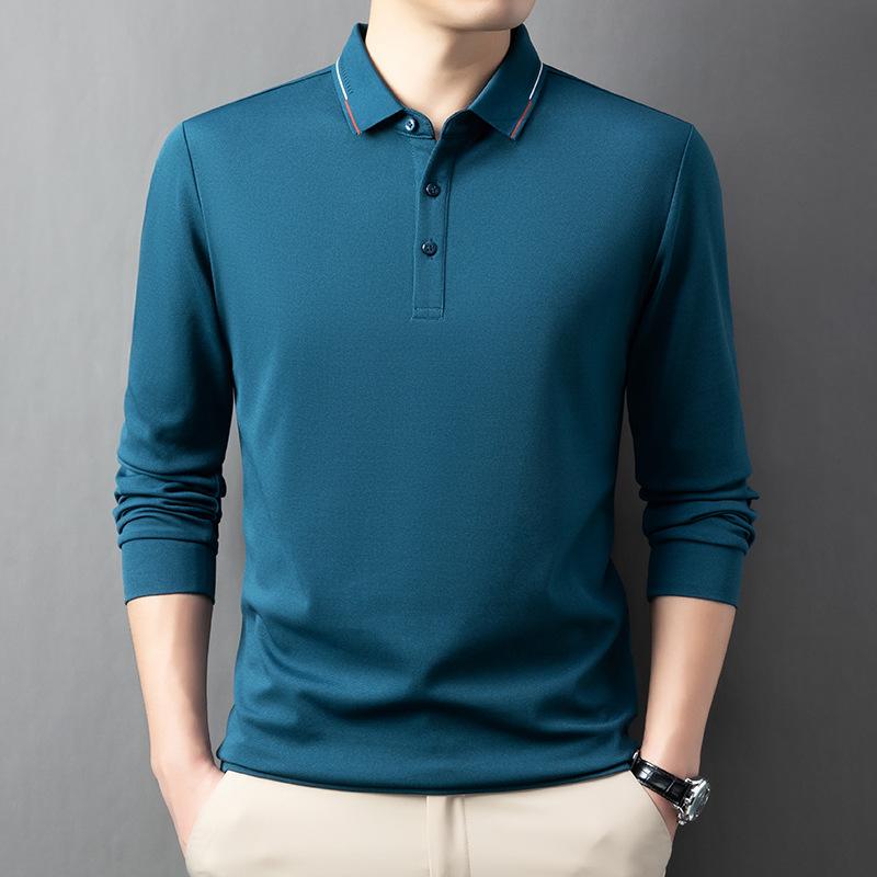 Tシャツ メンズ 男性用 長袖 春物 襟付き ビジネス カジュアル プルオーバー トップス 紳士用 シワになりにくい 豪華感・スタイル: 基礎大众・袖丈: 長袖・版型: 合体型・柄: 纯色・特殊工芸: 水洗・厚さ: 薄款・カテゴリ: POL...