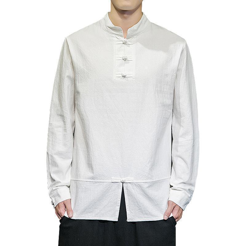 Tシャツ メンズ 男性用 長袖 チャイナ風 綿麻 シャツ 立襟 唐装 レトロスタイル トップス 春秋 普段使い・スタイル: 民族風・柄: -・フィット: ゆったり・ネックライン: スタンドカラー・袖丈: 長袖・厚さ: 薄手・主な素材: ポリ...