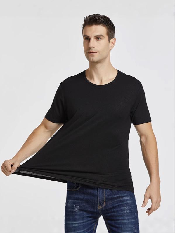 Tシャツ メンズ 男性用 竹繊維 綿 接触冷感 涼感 インナー 大サイズ 通気性 モダール 半袖 トップス 白 春夏