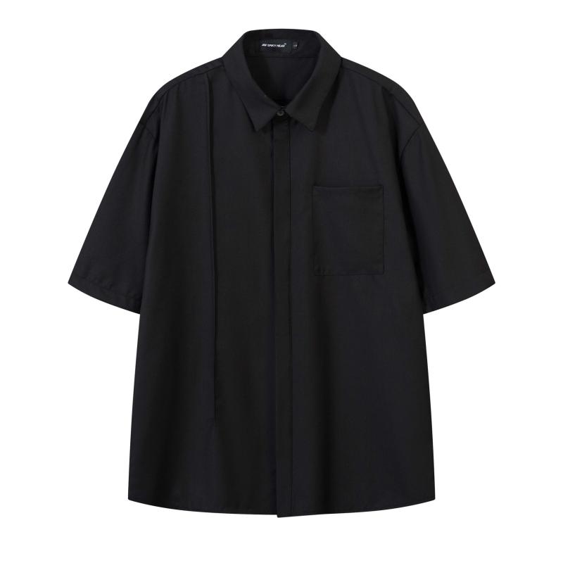 シャツ メンズ 男性用 無地 汎用性 プリーツ 襟付き ルーズ カジュアル ヒップホップ トップス インスタ映え・生地の名称: 綿混紡・素材機能: -・スタイル: ストリート・種類: カーディガン・フィット: ゆったり・襟の形: 襟付き・袖...