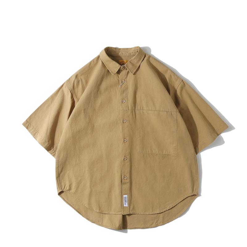 シャツ 男性用 半袖 ワークシャツ ルーズフィット ワークウェア トップス 胸ポケット付き カジュアル アウトドア 春夏・生地: 綿混紡・スタイル: 流行・対象年齢: 18-40歳・タイプ: カーディガン・フィット: ゆったり・襟の形: 襟...