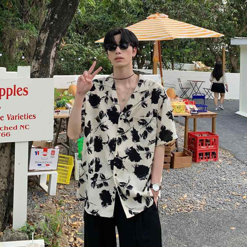 シャツ メンズ 男性用 半袖シャツ キューバシャツ レトロ リゾートスタイル ゆったり カジュアル 韓国 春夏