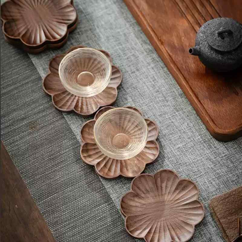 茶托 コースター 胡桃木 茶道道具 禅意 功夫茶道具 カップ置き 茶道具 断熱 ポット敷き 茶具 アクセサリー
