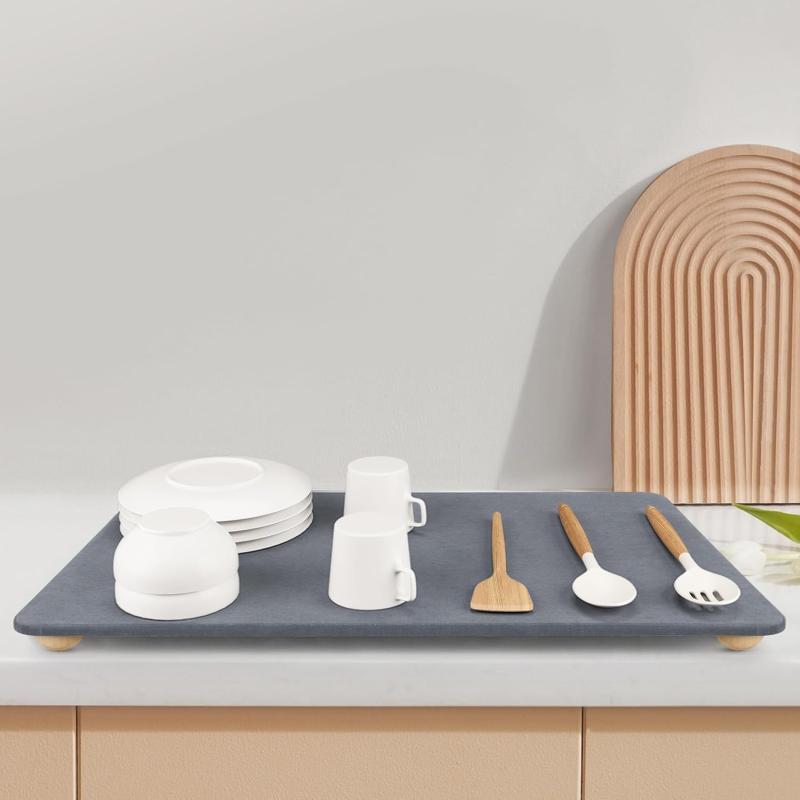 2キッチン 即時乾燥マット 木製脚 排水マット デスクマット 断熱 バスマット 浴室マット