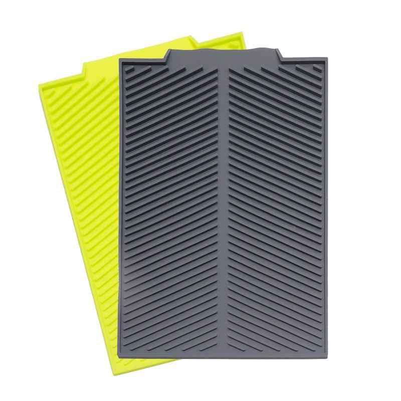 2シリコン 水切りマット 食器 水切り プレート ランチョンマット 断熱マット 斜紋 シリコン製