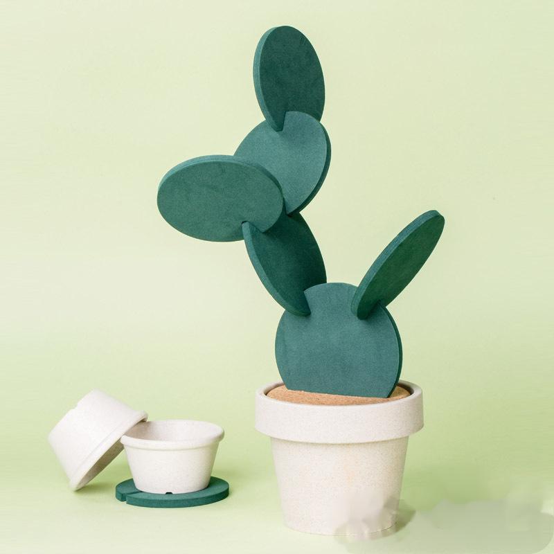 カップ コースター 防滑 断熱 仙人掌 サボテン 茶托 茶たく ホーム リビング モダン ティー コーヒー おしゃれ かわいい 装飾