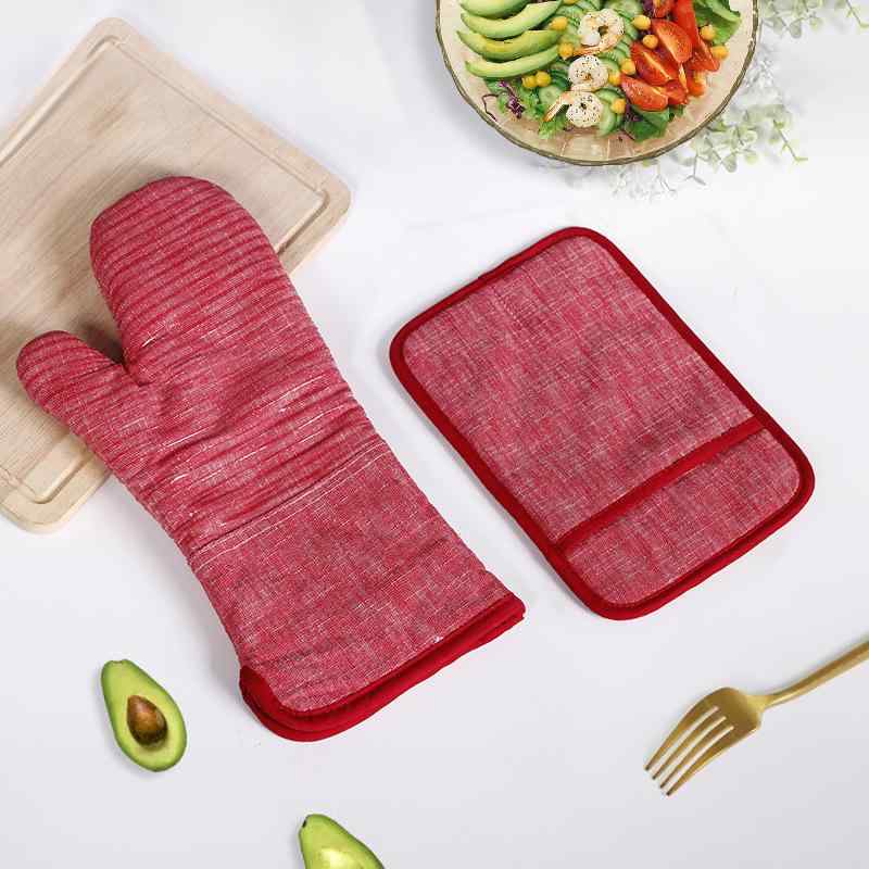 2ミトン グローブ オーブン 電子レンジ 耐熱 手袋 厚手 キッチンマット 鍋つかみ 調理 料理用