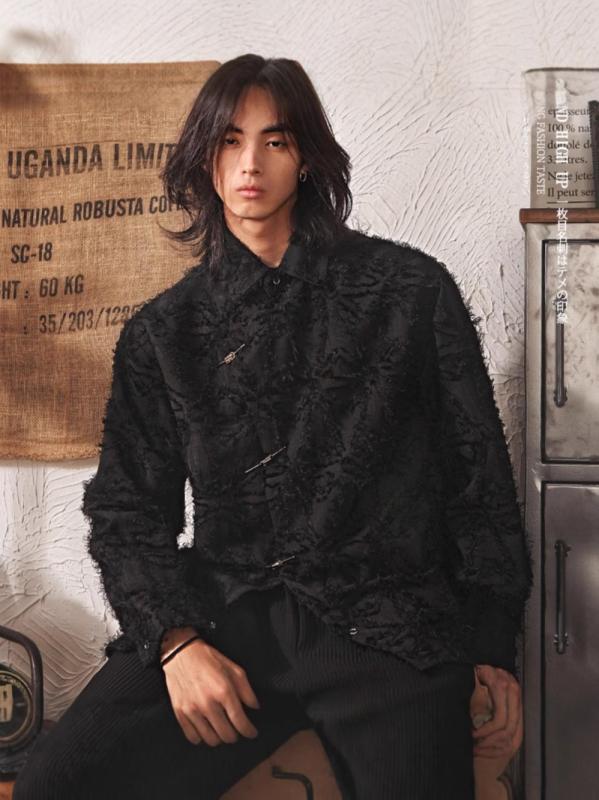 シャツ メンズ 男性用 長袖 チャイナ風 唐装 中国風 メタル ボタン 飾り エレガント 高見え おしゃれ・生地名: 綿混紡・素材機能: -・生地本数: 20本・風・種類: 流行・スタイル: カーディガン・タイプ: ルーズ・襟型: 襟付き・...