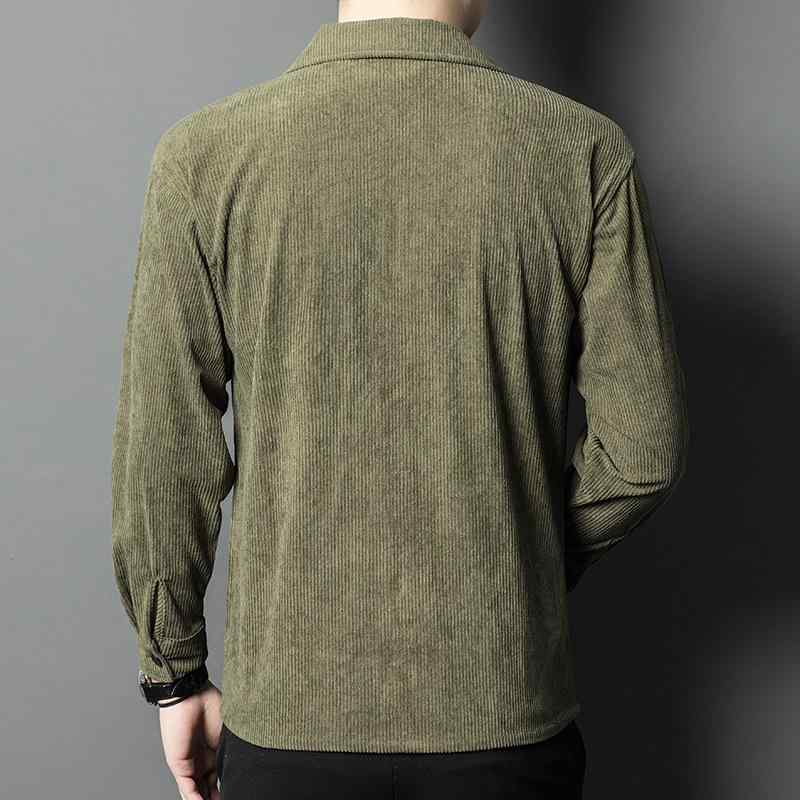 シャツ メンズ 男性用 春秋物 レトロ 港スタイル ゆったり カジュアル 長袖 コーデュロイ ワークシャツ