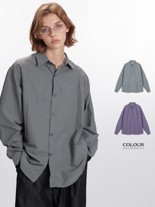 シャツ 男性用 レトロ 長袖 トップス ゆったり 普段使い リラックス おしゃれ