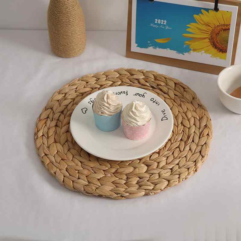 グラスマット 水草 手工編み カップ 鍋 皿 断熱 コースター ランチョンマット テーブル装飾