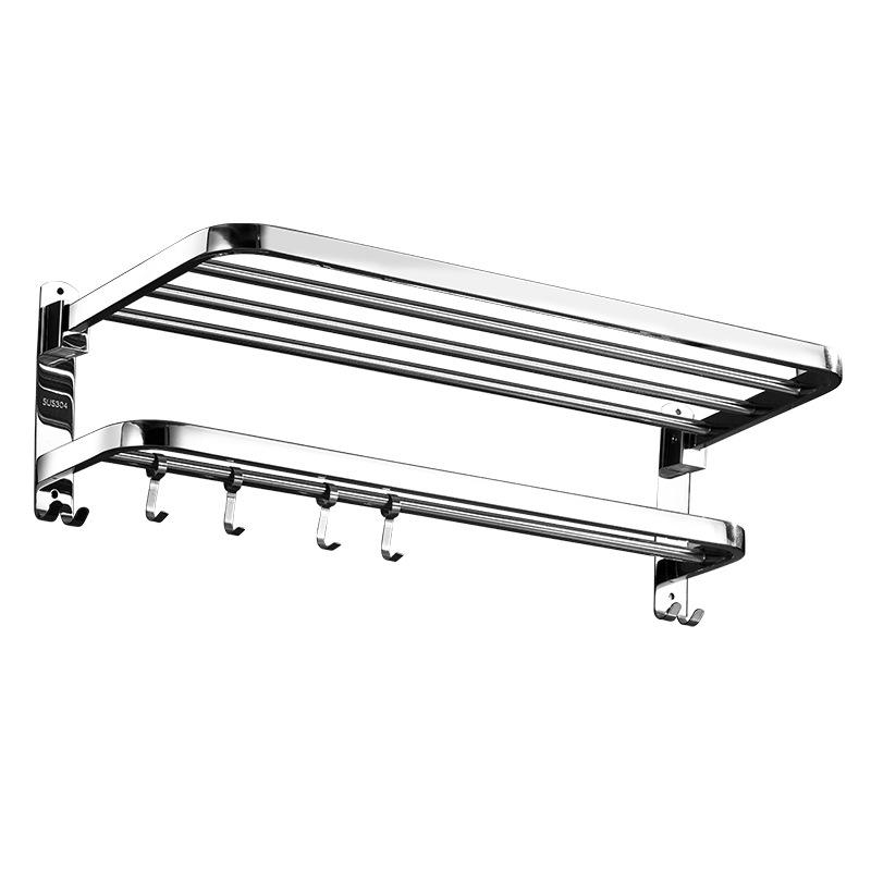 タオルラック ステンレス製 ホテル 浴室 壁掛け バスタオル掛け ダブル 収納棚