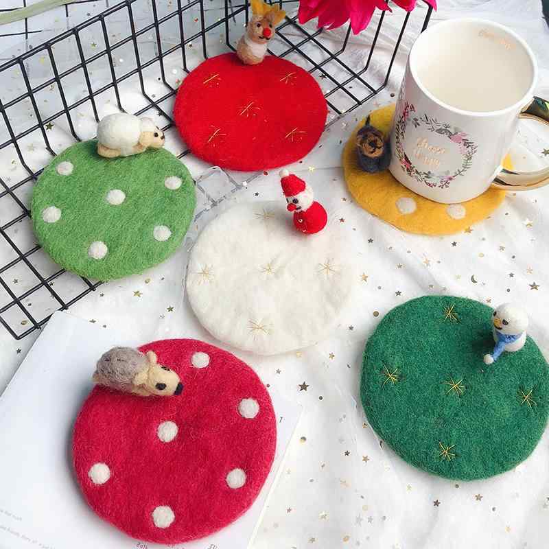 2コップ敷き アフタヌーンティー クリスマス デコレーション 羊毛フェルト 手作り