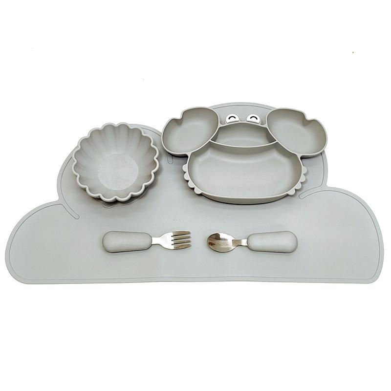 2ベビー シリコン製 ランチョンマット 5点セット 吸盤ボウル スプーン セット 離乳食 食器 トレー 食事用