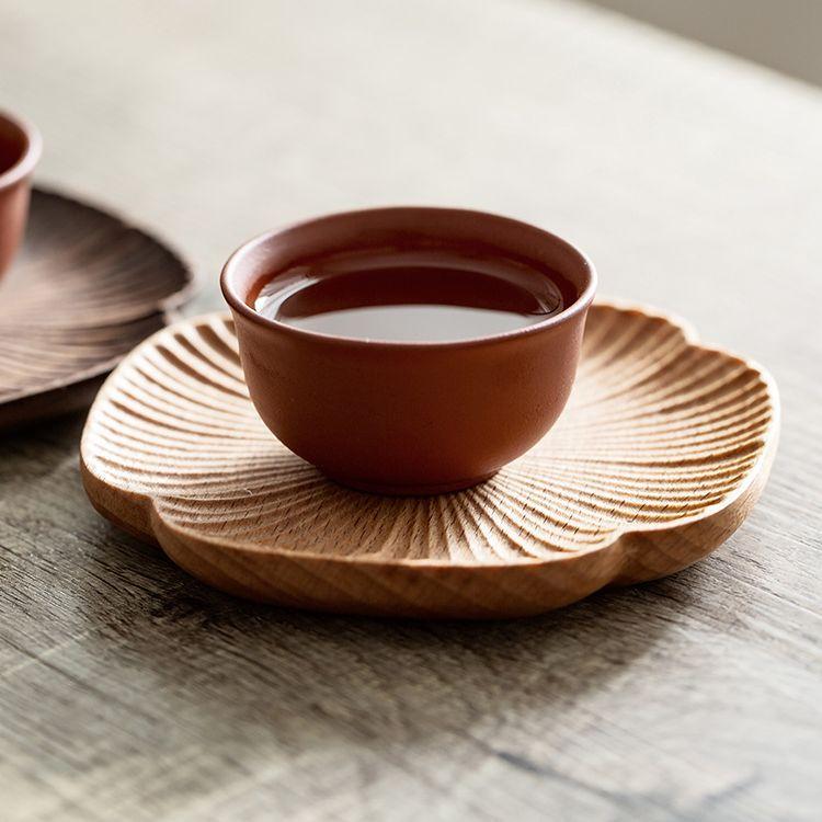 2コースター ブラックウォールナット 無垢材 断熱マット 茶托 コーヒー ミルク カップ グラス・素材: 木質・柄: 無地・色: 黒胡桃色・形状: 不規則形・スタイル: 简约