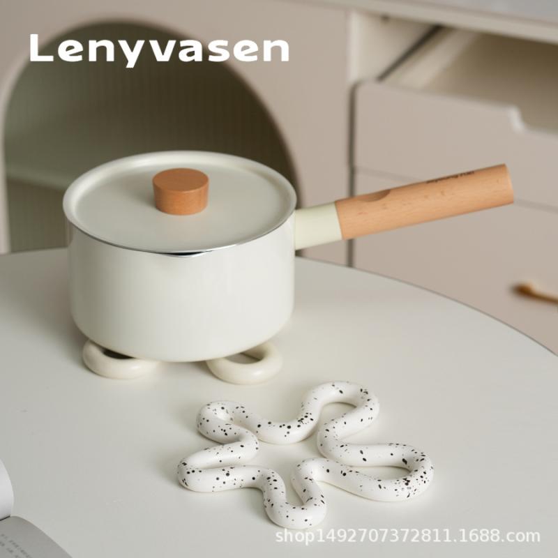 2鍋敷き 陶器 北欧風 抽象柄 鍋 湯碗 皿 カップ ポット 断熱マット キッチン用品