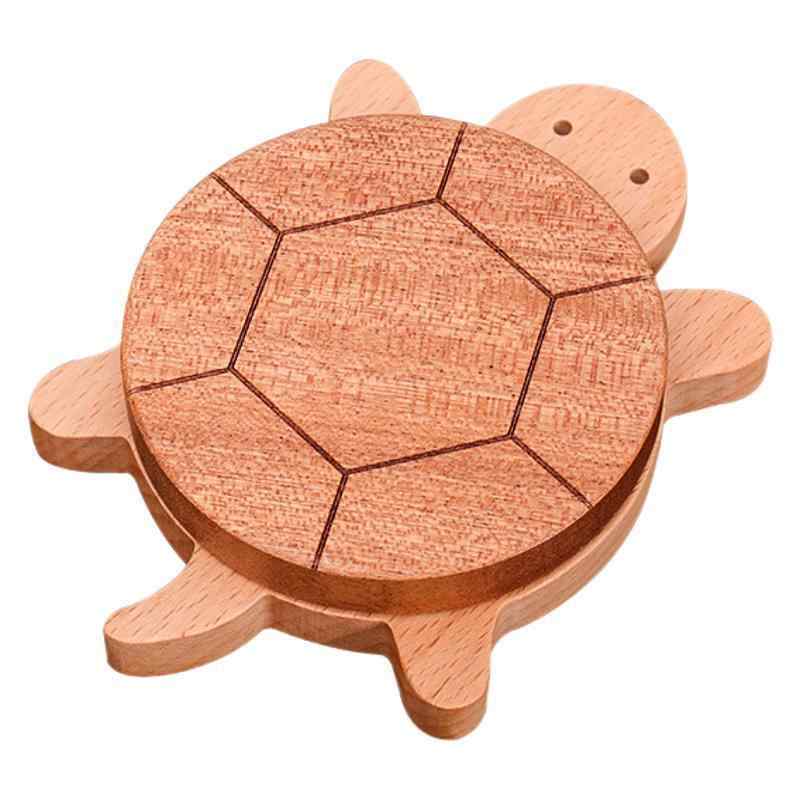 コースター かわいい ウッド 木製 亀 茶托 茶パッド 断熱パッド バー カフェ ティーショップ デスク 卓上[ "・素材: 木", "・柄: 卡通", "・カラー: 榉木一套, 榉木搭配沙...