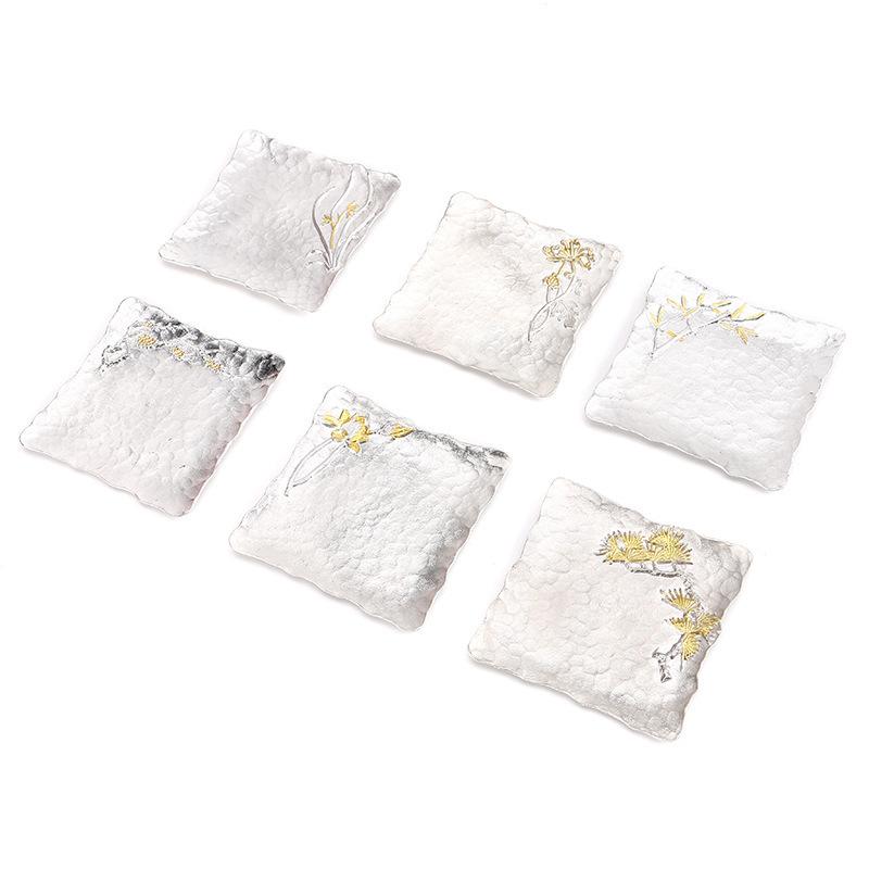 茶托 コースター 手打ち 槌目模様 金属製 茶道道具 錫製 シルバー