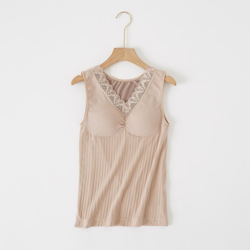 ベスト レディース Vネック レース インナー ストレッチ 伸縮性 静電気防止 暖かい 防寒 肌着 無袖