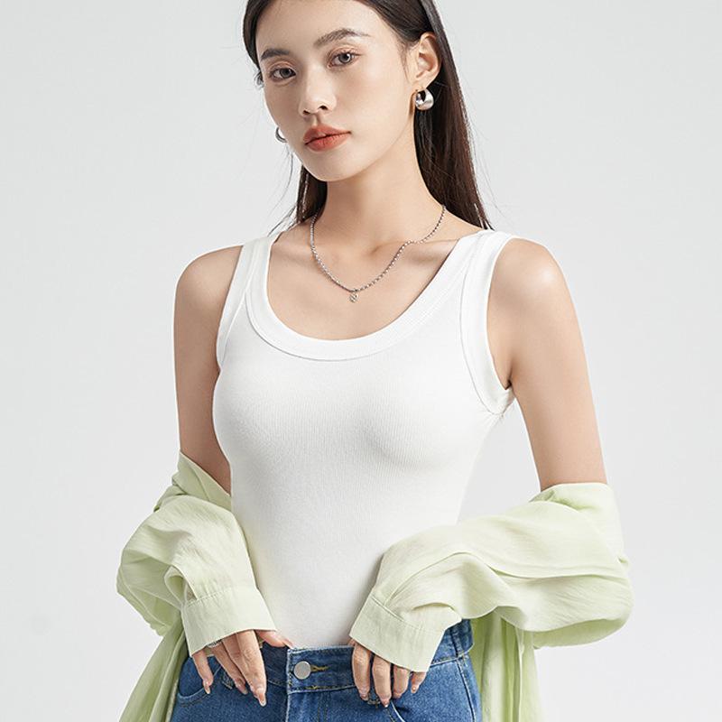 ベスト レディース 接触冷感 再生繊維 タンクトップ 伸縮性 吸汗 単色 トップス 春夏 ノースリーブ インナー 普段使い