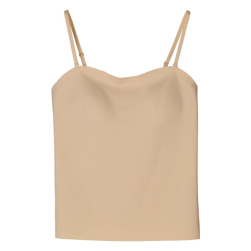 キャミソール レディース インナー カップ付き 無縫製 美背中 ズレにくい 薄手 ノンワイヤー ブラトップ 肌着 下着 部屋着 普段使い