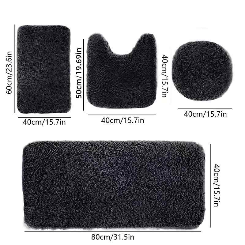 2トイレマット 4点セット タッチ 無地 滑り止め付き 吸水性 耐摩耗性 トイレ足元マット バスマット 玄関マット