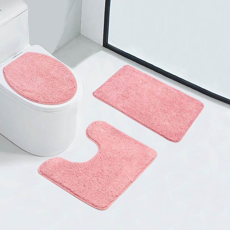 バスマット トイレマット 3点セット 仿羊绒 ラグ カーペット 浴室 玄関 滑り止め付き・素材: ポリエステル・柄: 無地・洗い方: 水洗い・カラー: ライトグレー, ダークグレー, レッド, バーガンディ, ライトグリーン, ブルー, パ...