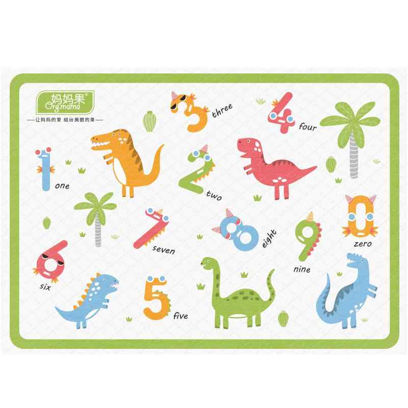ベビー キッズ 食事マット ポータブル 撥水 防油 赤ちゃん 幼児 プレースマット 子供用 テーブルマット ランチョンマット・材質: PE・仕様: 英文フルーツ, 数字恐竜, 十二生肖, 数字款, 欢乐動物園, 果蔬楽園, パンダケーキ, ...