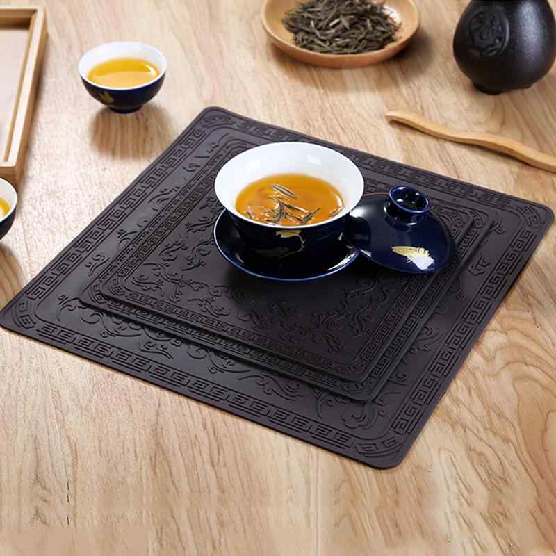 2テーブルマット 防水 遮熱 ブラック グレー 西洋 レストラン 飲食店 食卓