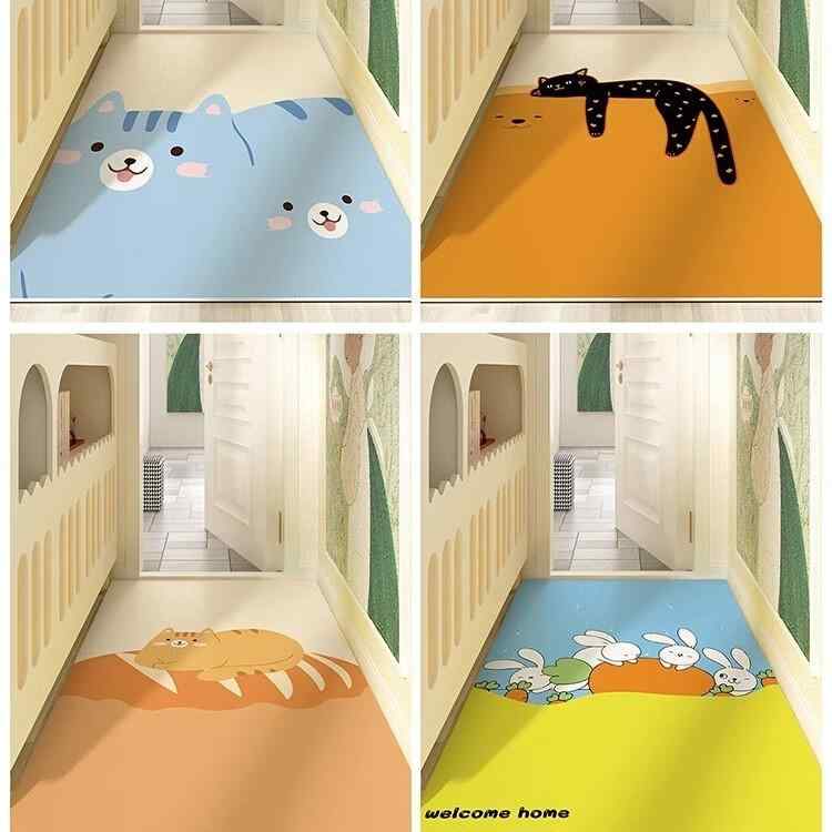 マット PVC 玄関マット ドアマット レザー 拭ける カット可能 泥落とし 汚れ防止・素材: PVC・工艺: 印花・形状: 方形・パターン: 卡通动漫・清洗タイプ: 水洗い・カラー: 趴睡黒猫竖版, 藍猫咪竖版, 萨摩与猫竖版, 萨摩黒猫...