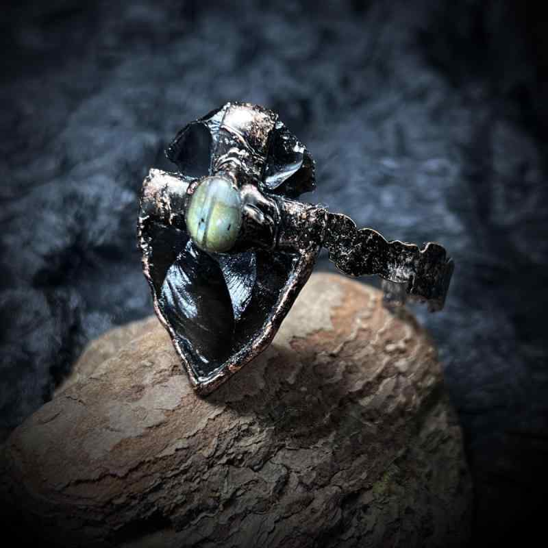 ブレスレット レディース レトロ風 オブシディアン 手作り 矢印 ラブラドライト 銅古美 バングル パーティー ギフト