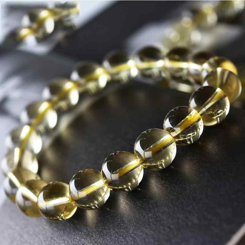 ブレスレット レディース 豪華感 水晶 黄水晶 ラウンド 接触冷感 レモンイエロー パワーストーン 腕飾り ギフト ラッキーアイテム