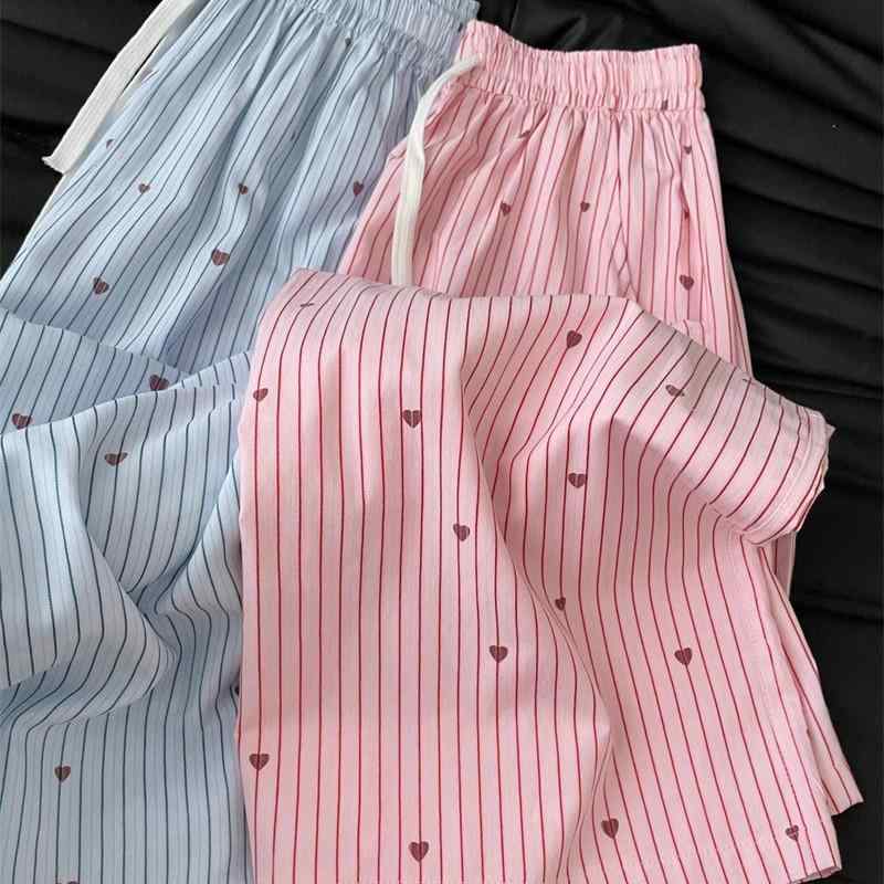 パンツ レディース ピンク系 ストライプ柄 リラックス 高見え ハイウエスト 着痩せ効果 ゆったり ワイドレッグ ロングパンツ 春夏