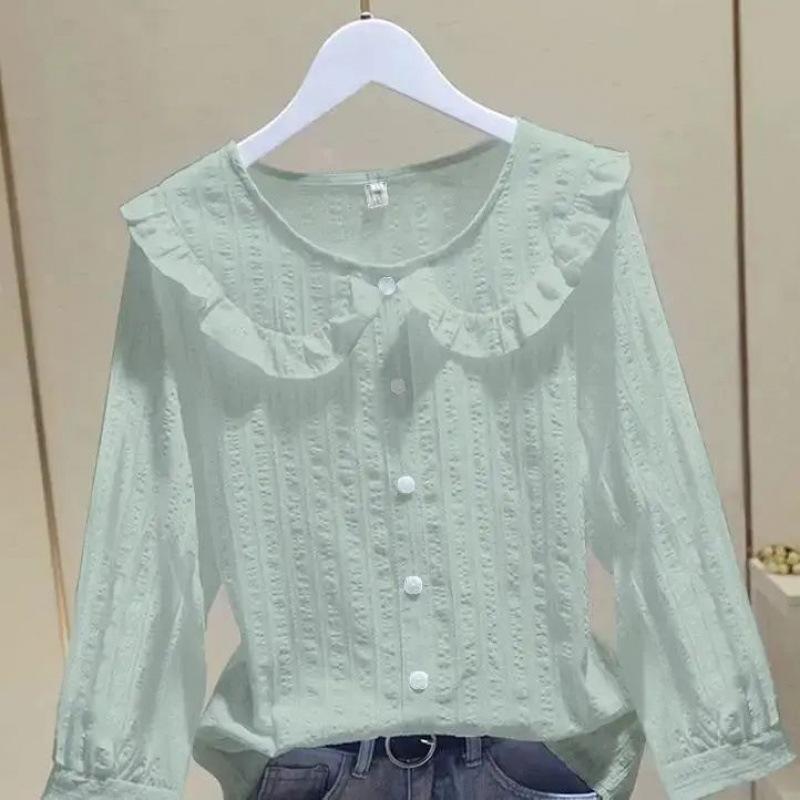 シャツ レディース 長袖 半袖 ブラウス 付け襟 フリル襟 春夏 秋冬 トップス かわいい おしゃれ