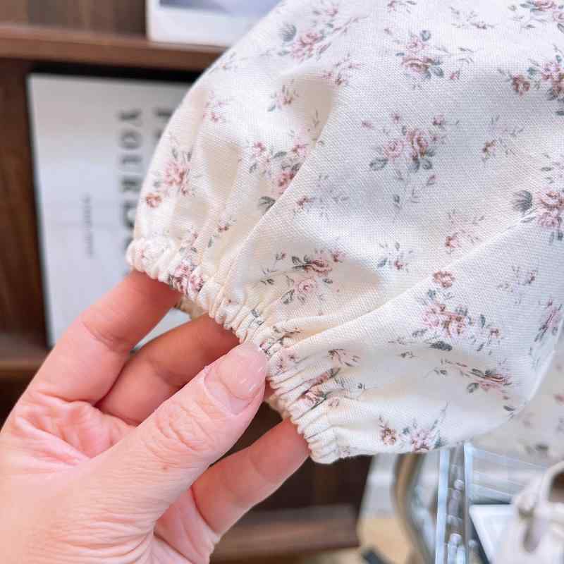 2シャツ キッズ 女の子 春秋 かわいい 小花柄 ブラウス デニムパンツ セットアップ