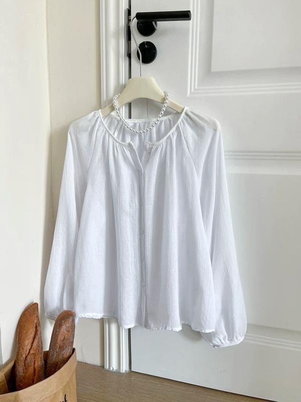 シャツ レディース ゆったりサイズ リネンブレンド トップス ブラウス 白シャツ 文芸風 リラックス おしゃれ着 普段使い