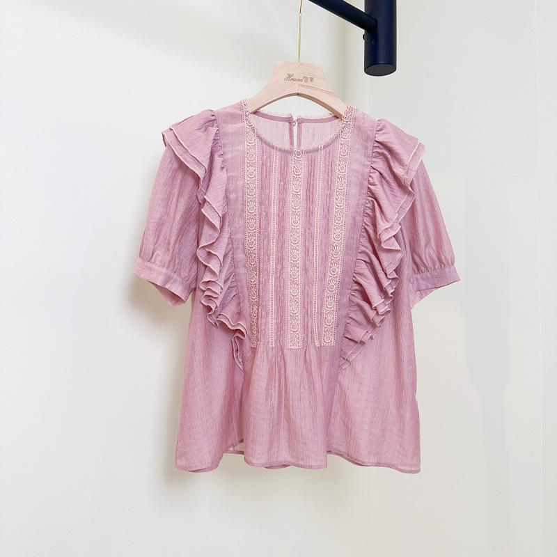 シャツ レディース 半袖 丸首 シフォン レース 花柄 トップス ショート丈 上着・製品大分類: 織物・生産分類: シャツ・生産グレード: 中豪華・スタイル: ・工芸: レース・主な加工生地: 綿, コーデュロイ, , 化学繊維, , ウー...