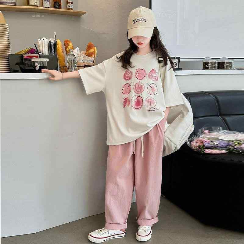 Tシャツ キッズ 女の子 子供服 半袖 薄手 ゆったり かわいい 夏 上下セット 2点セット