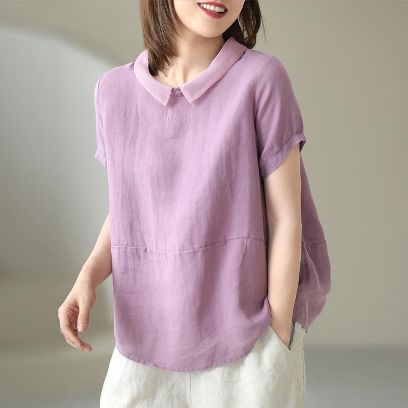 シャツ レディース 半袖 ゆったり 大きいサイズ 韓国 スタイル きれいめ 切り替え 襟付き トップス ブラウス 上着 春夏