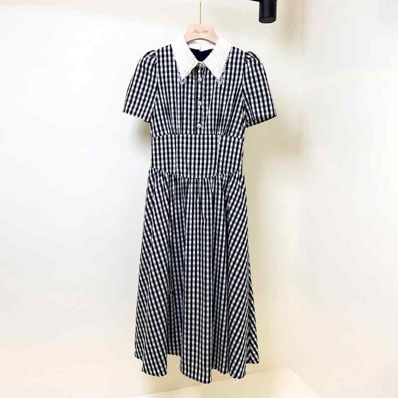 ワンピース レディース 格子柄 レース 切り替え 膝丈 チュニック Aライン おしゃれ かわいい 上品 エレガント 通勤 オフィス お呼ばれ 春夏